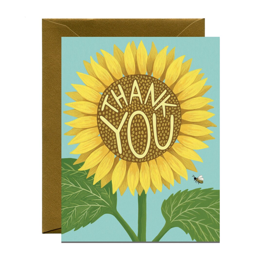 Sunflower and Bee Thank You Card - "thank You" - ID: TY200 - Etsy