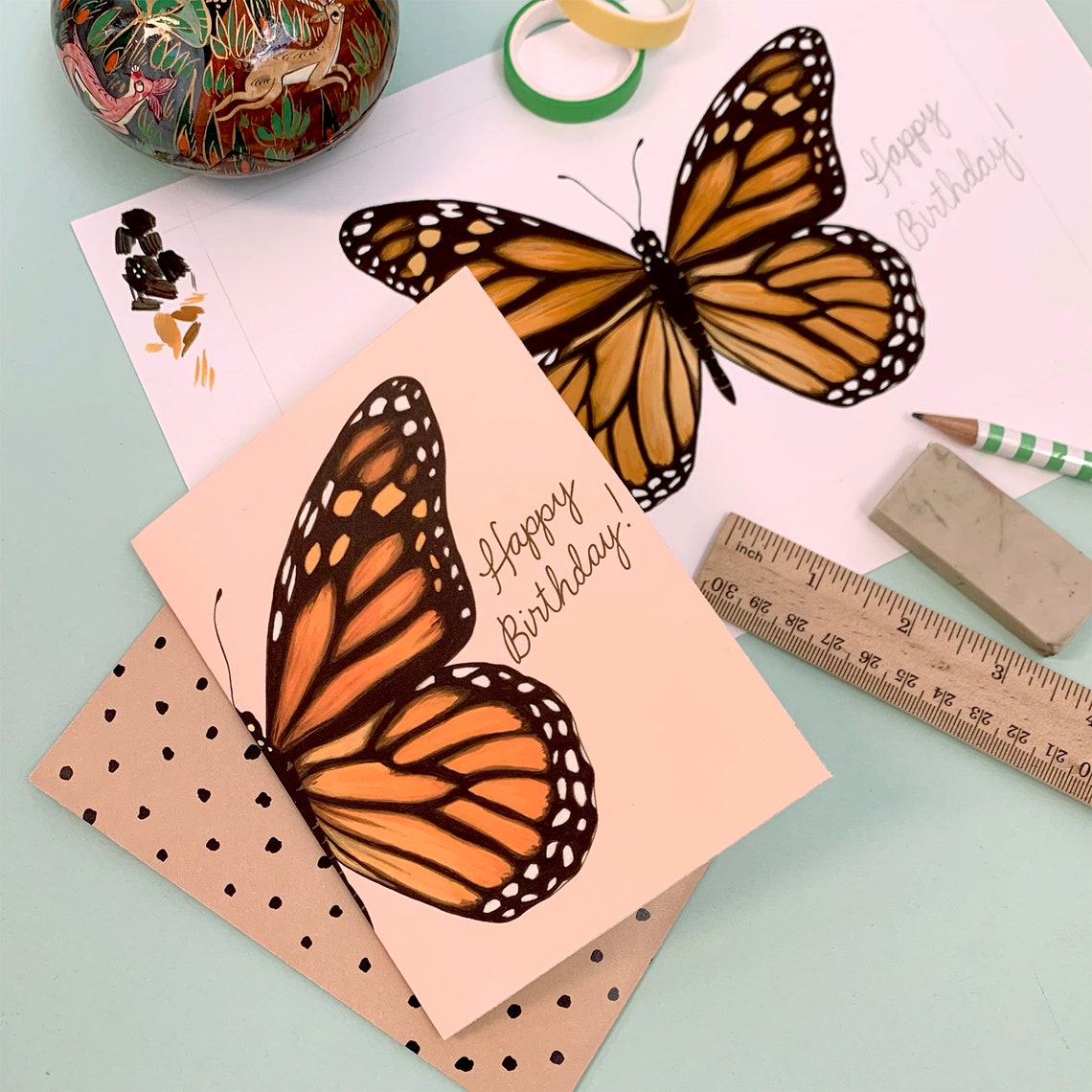Monarch Butterfly Birthday Card happy Birthday - Etsy