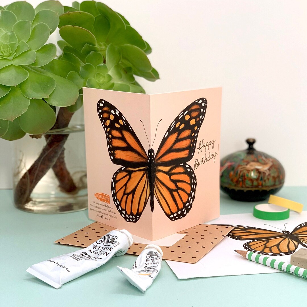 Monarch Butterfly Birthday Card happy Birthday - Etsy