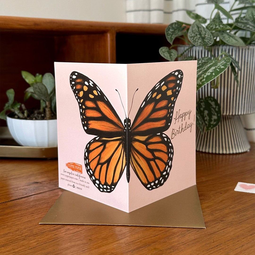 Monarch Butterfly Birthday Card - "happy Birthday!" - ID: BIR270 - Etsy