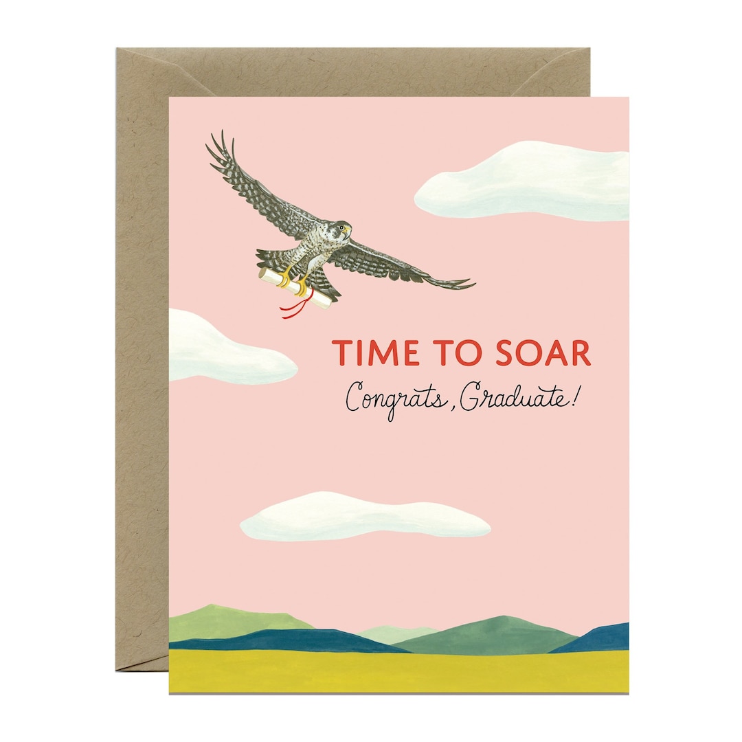 Soaring Falcon With Diploma Graduation Card - "time to Soar - Congrats ...