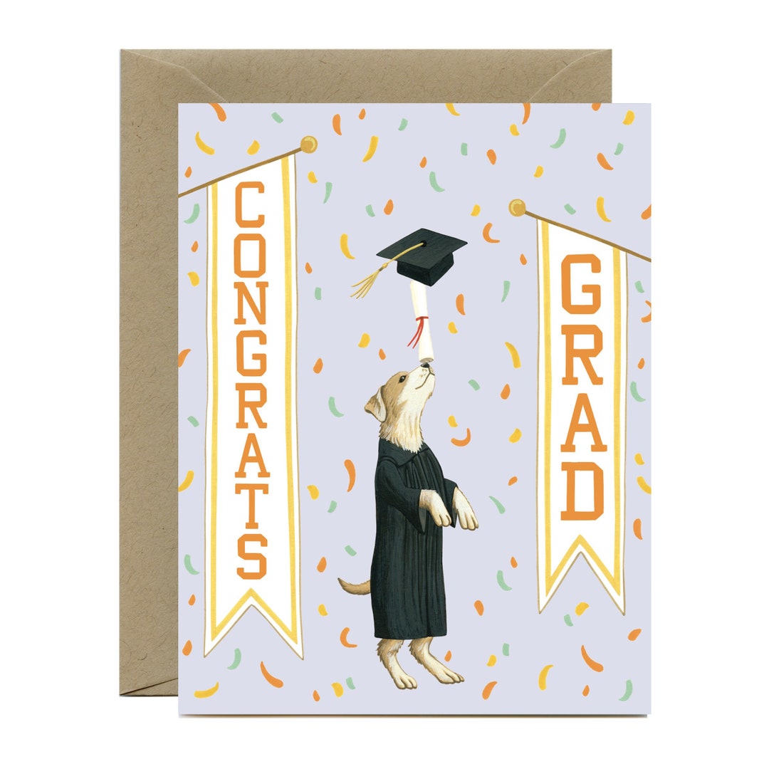 Balancing Dog Graduation Card - "congrats Grad" - ID: GRAD264 - Etsy