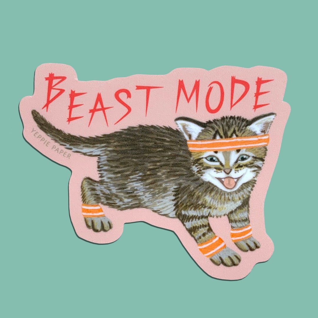 Beast Mode Kitten Sticker – Matte Vinyl Die Cut - "beast Mode" - ID ...