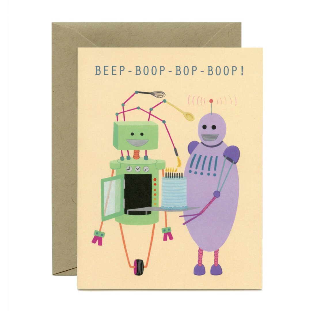 Robots Birthday Card - "beep-boop-bop-boop!" - ID: BIR090 - Etsy