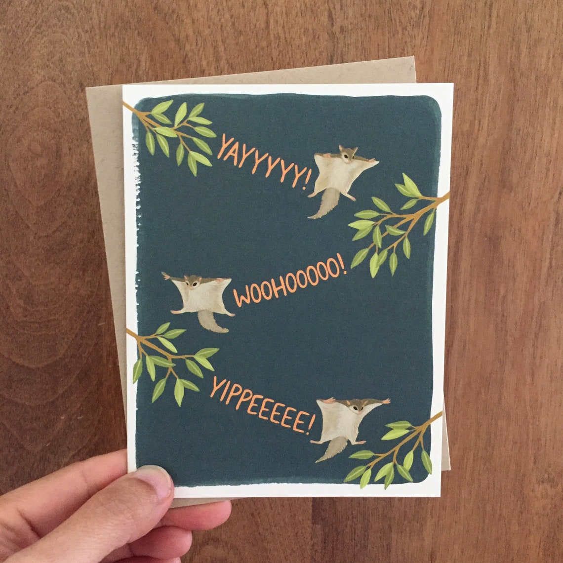 Flying Squirrels Congratulations Card - "yayyyyy! Woohooooo! Yippeeeee ...