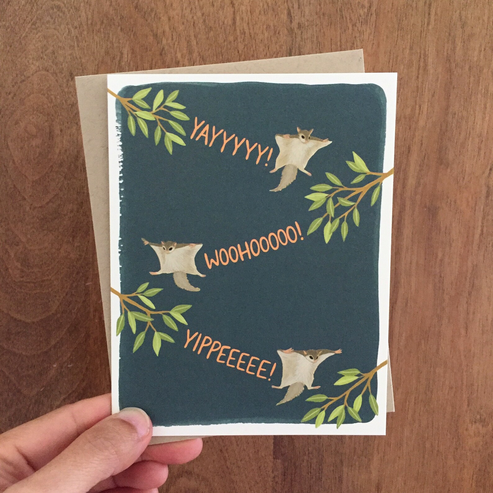 Flying Squirrels Congratulations Card - "yayyyyy! Woohooooo! Yippeeeee ...