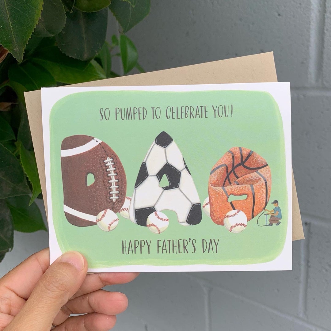 Sports Dad Father's Day Card - "so Pumped to Celebrate You! Happy ...
