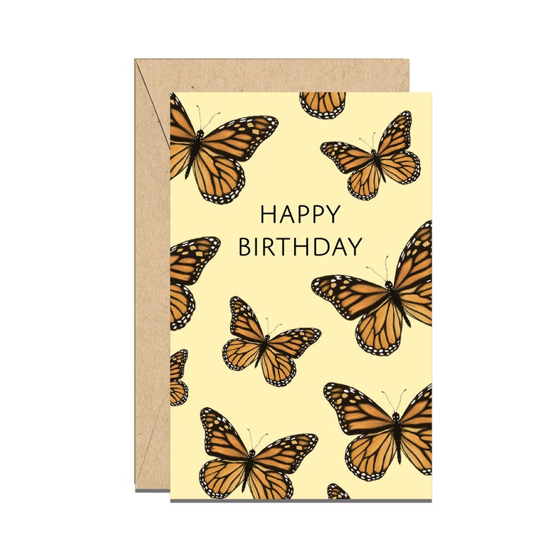 Monarch Butterflies MINI ENCLOSURE Birthday Card - "happy Birthday ...