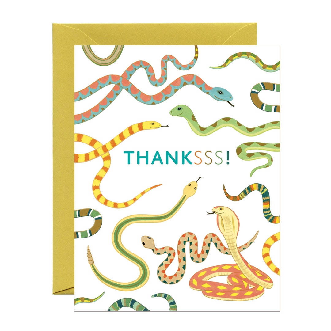 Colorful Snakes Thank You Card - "thanksss!" - ID: TY331 - Etsy