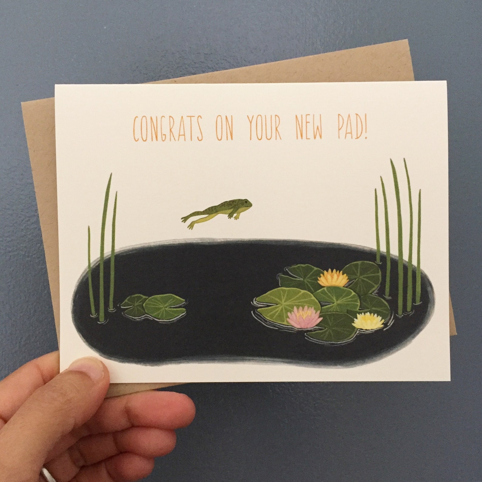 Frog & Lily Pad New Home Congrats Card congrats on - Etsy