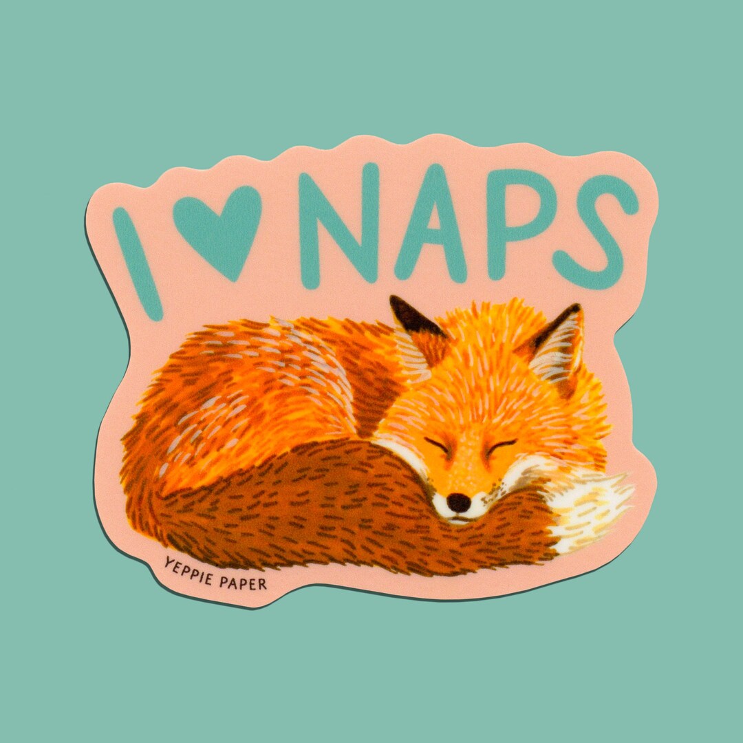 Napping Fox Die Cut Matte Vinyl Sticker - "i Love Naps" - ID: STK317 - Etsy