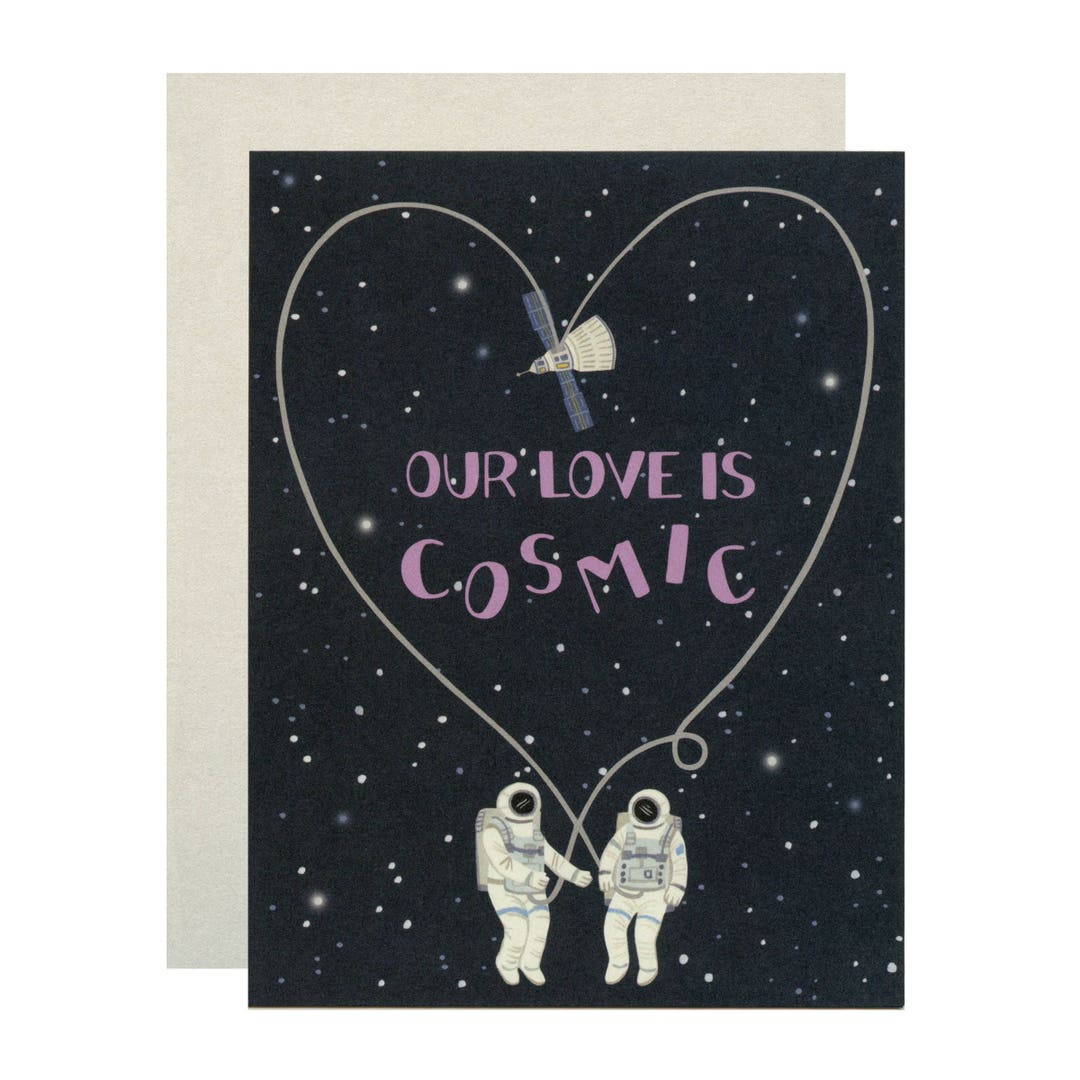 Space Astronauts Love Card - "our Love is Cosmic" - ID: LOV136 - Etsy