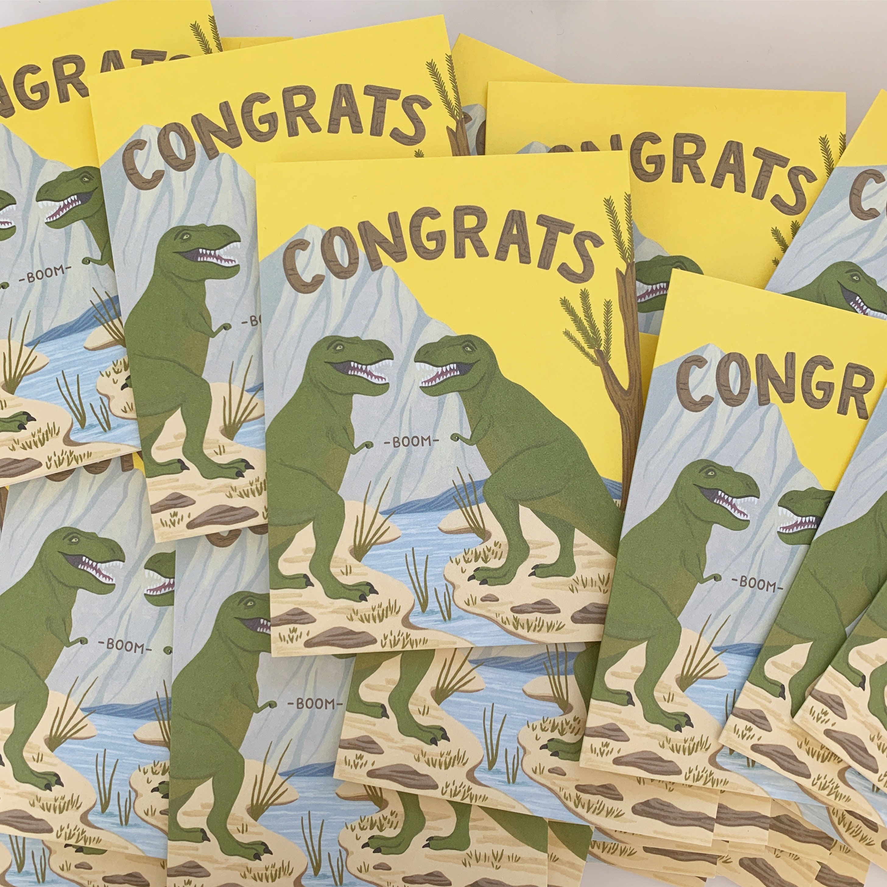 T-Rex Dinosaur Congratulations Fist Bump Card Congrats | Etsy