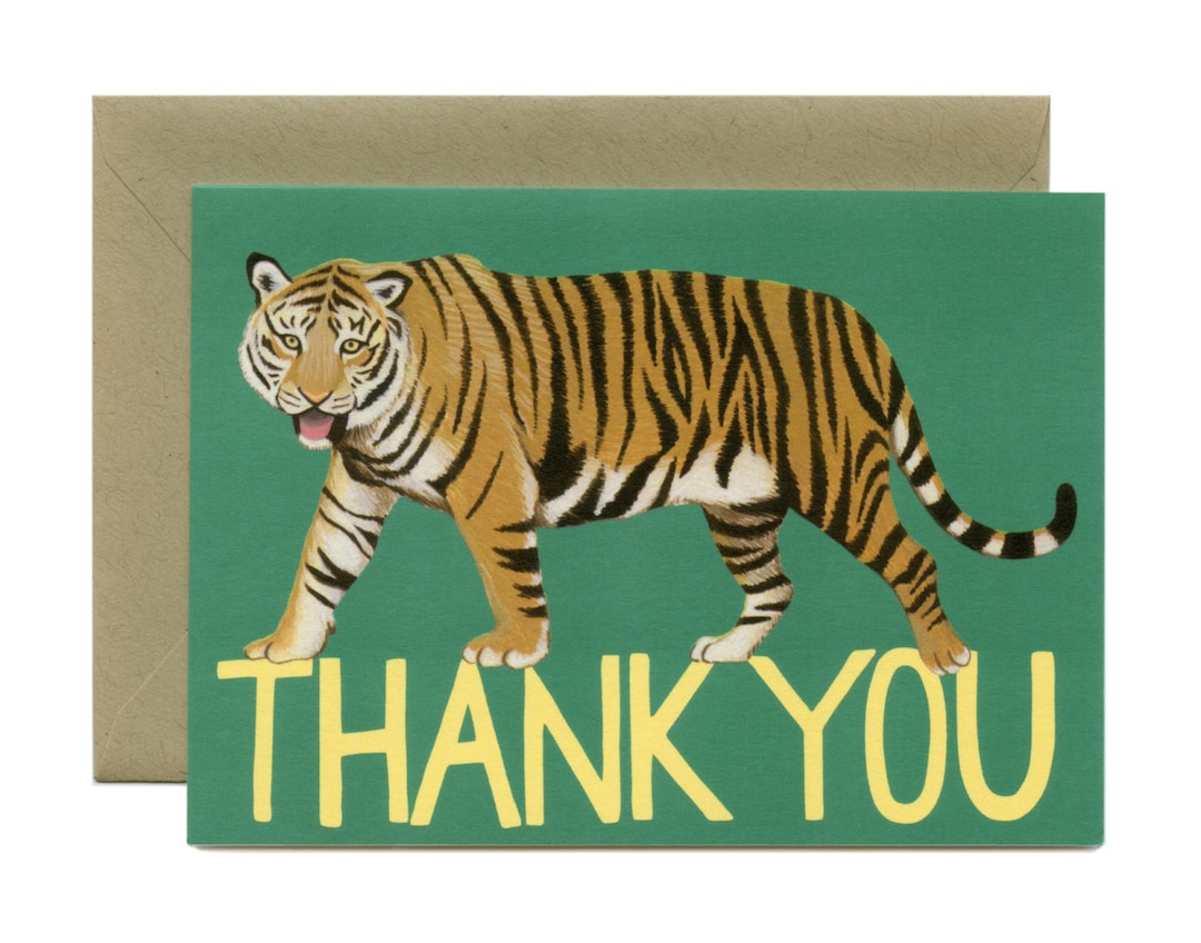 Tiger Thank You Card – Illustrated Design, Recycled Paper - ID: TY096 ...