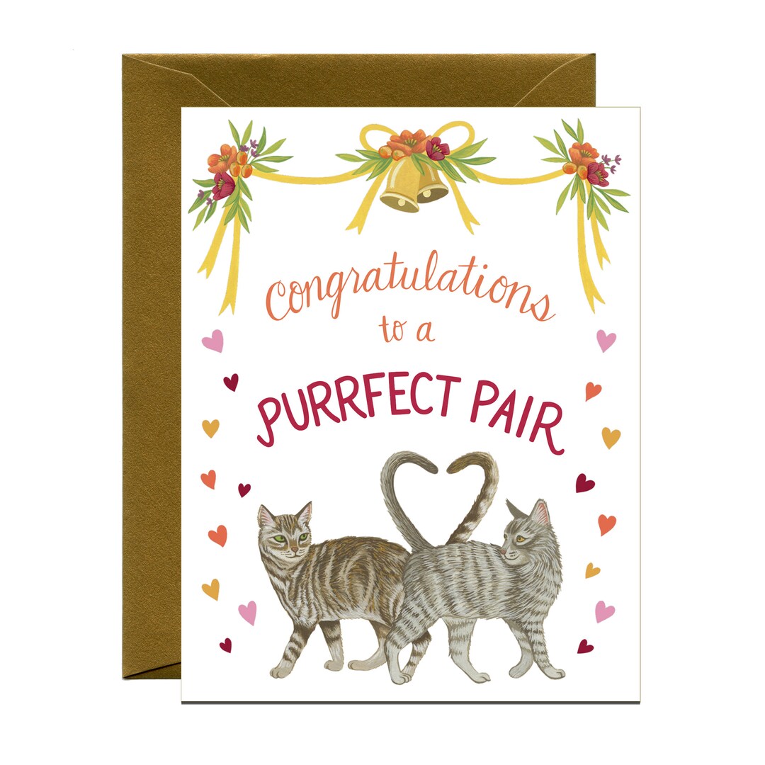 Cats in Love Wedding Card - "congratulations to a Purrfect Pair" - ID ...