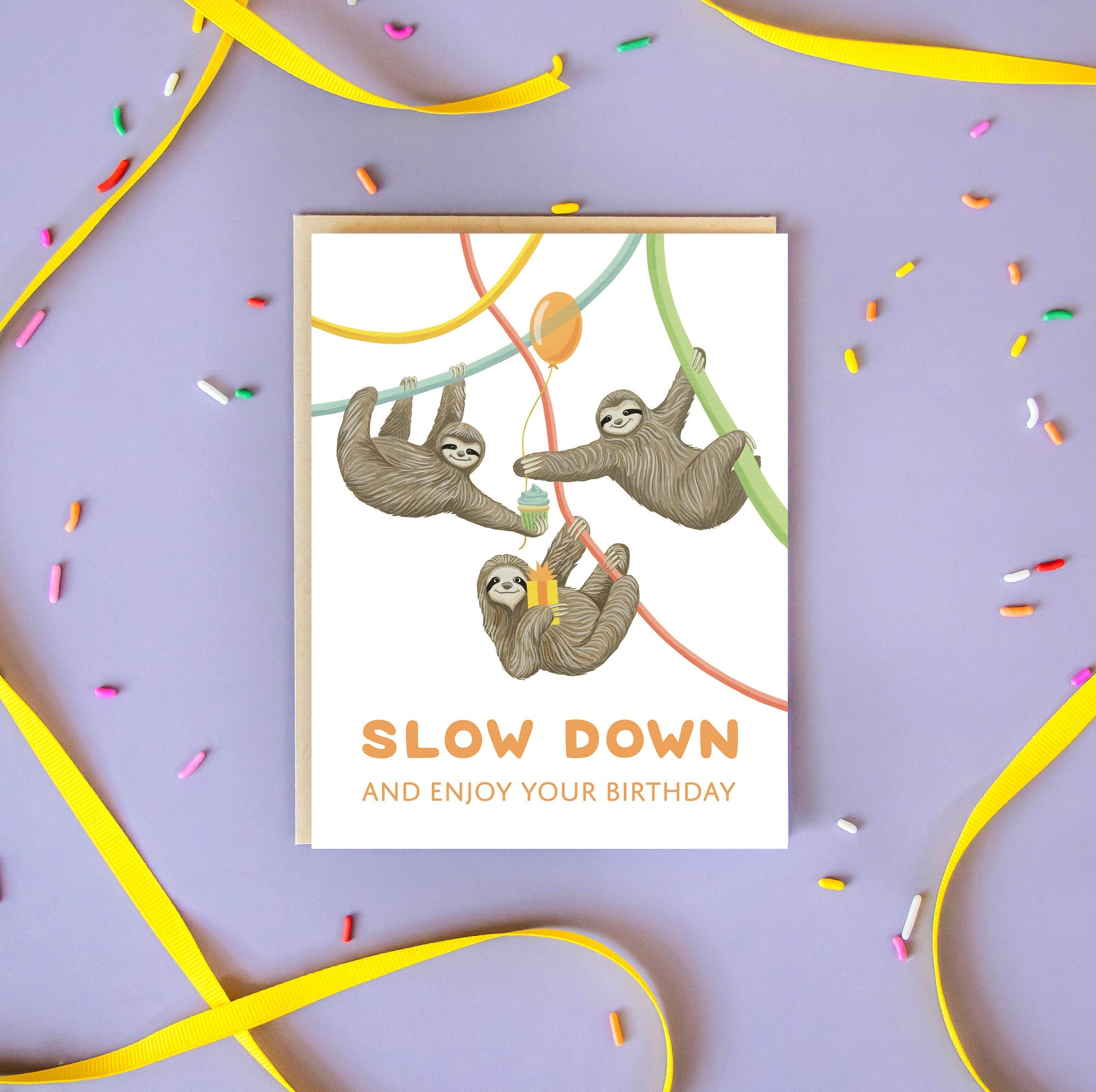 Happy Slow Sloths Birthday Card - "slow Down and Enjoy Your Birthday ...
