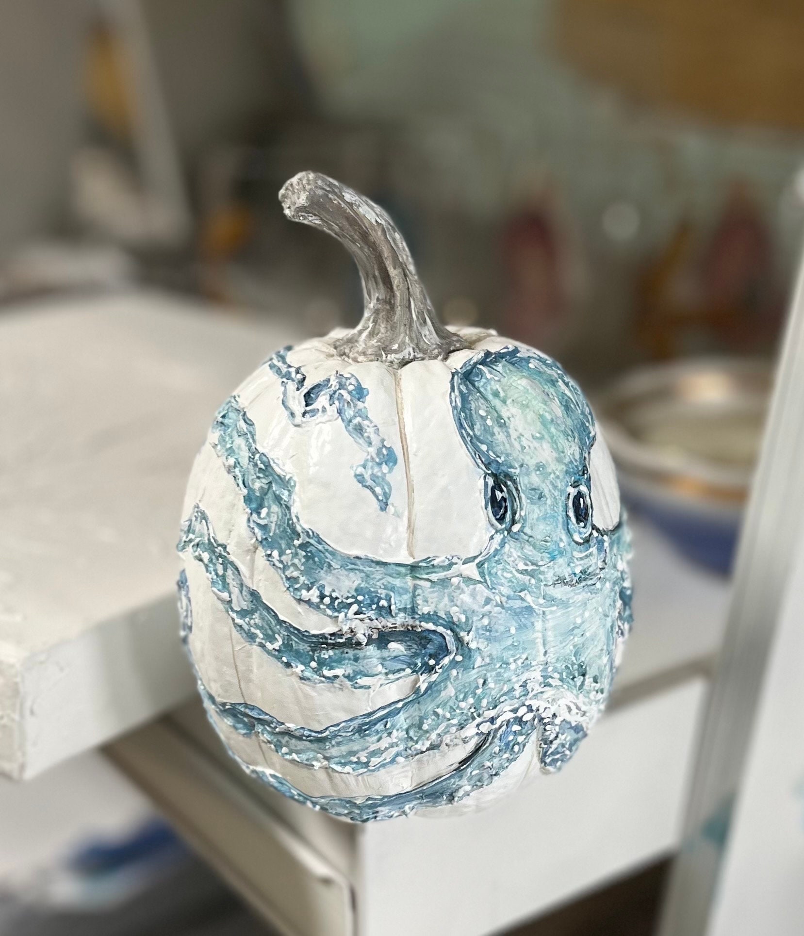 Coastal Pumpkin Kate Mcrostie Octopus Decor Octopus Pumpkin Coastal ...