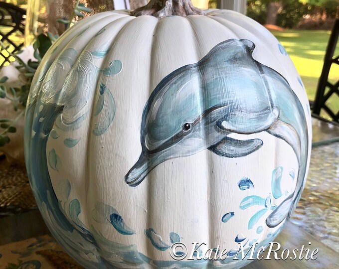 Dolphin Pumpkin | Kate Mcrostie |coastal Fall Decor | Sealife Decor ...