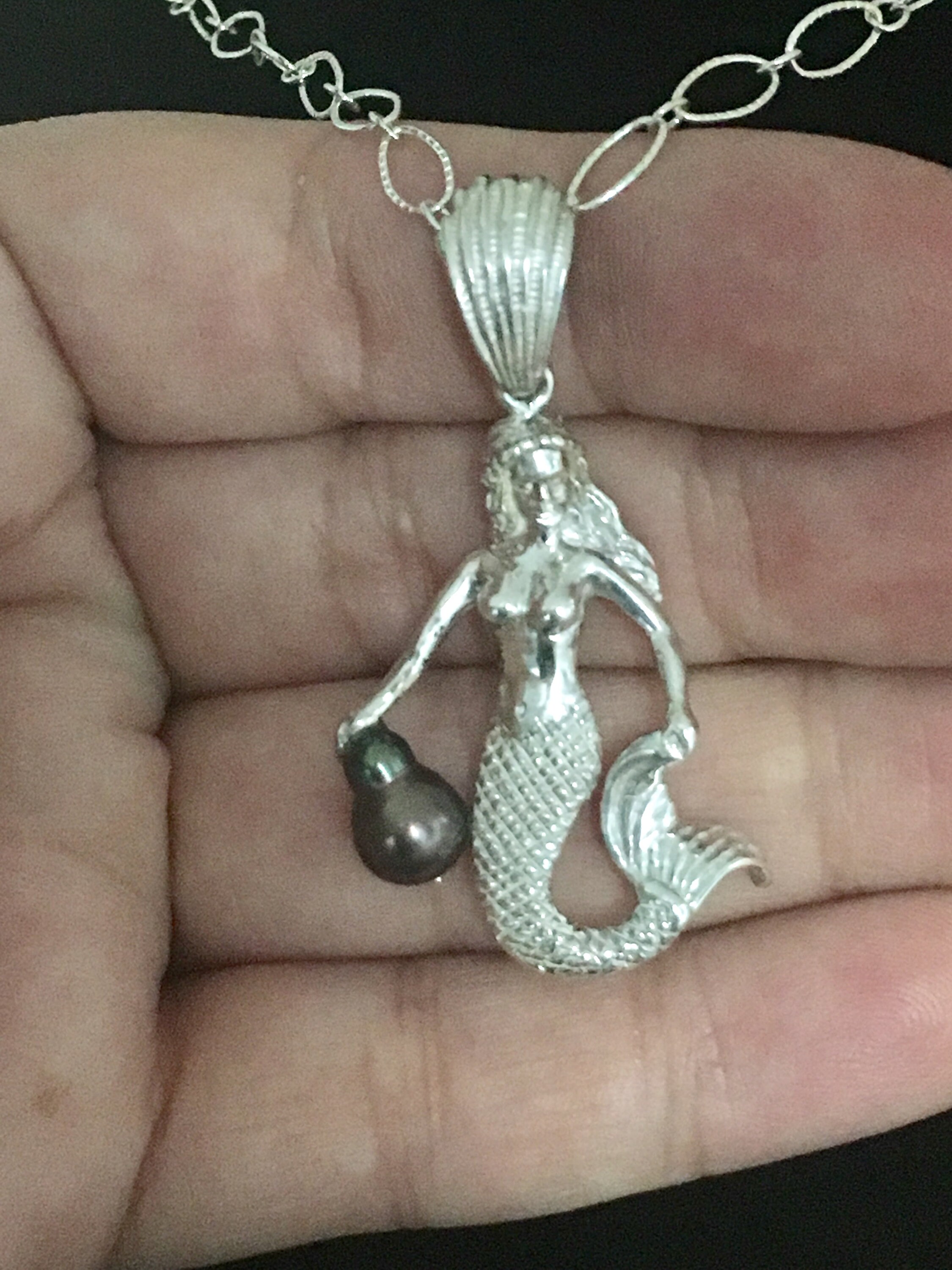Mermaid Pendant Necklace - Mermaid With Freshwater Pearls Necklace - 3D ...
