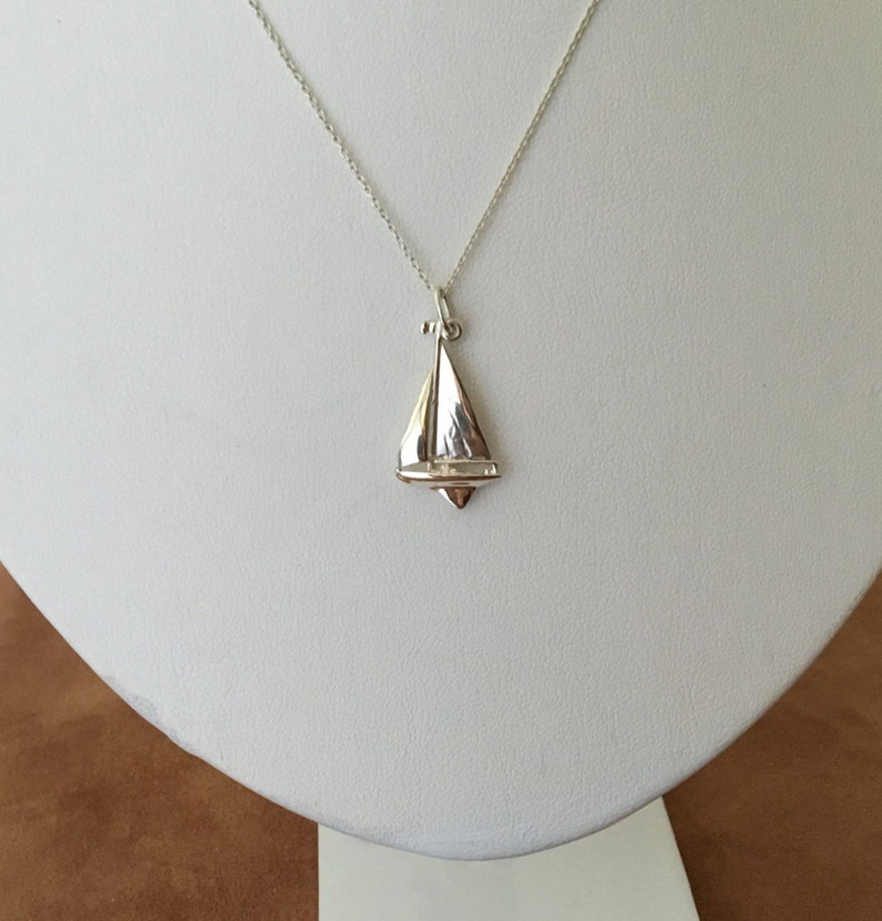 Silver Sail Boat Necklace- Nautical Pendant- Nautical Necklace- Ship ...