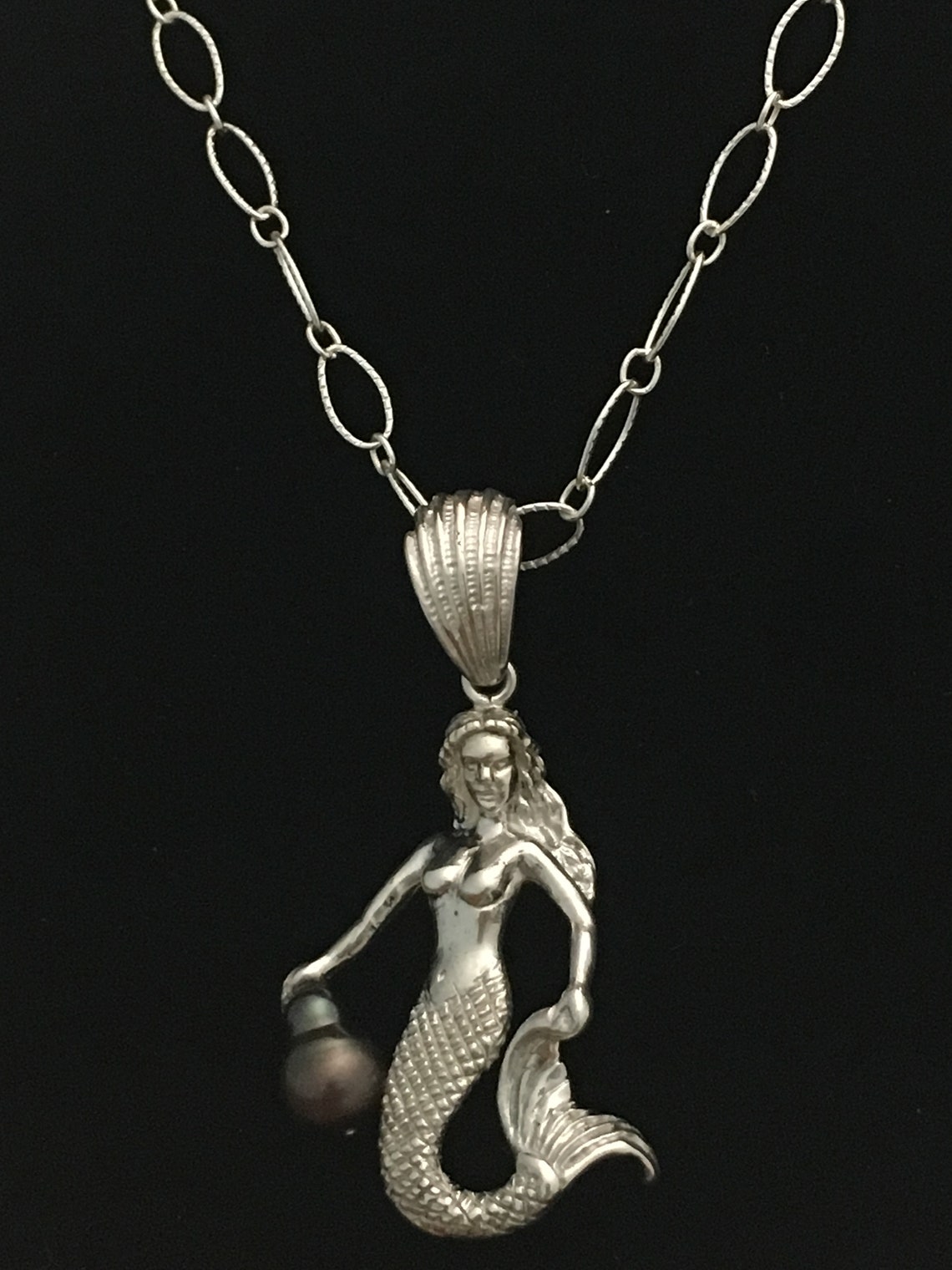 Mermaid Pendant Necklace - Mermaid With Freshwater Pearls Necklace - 3D ...