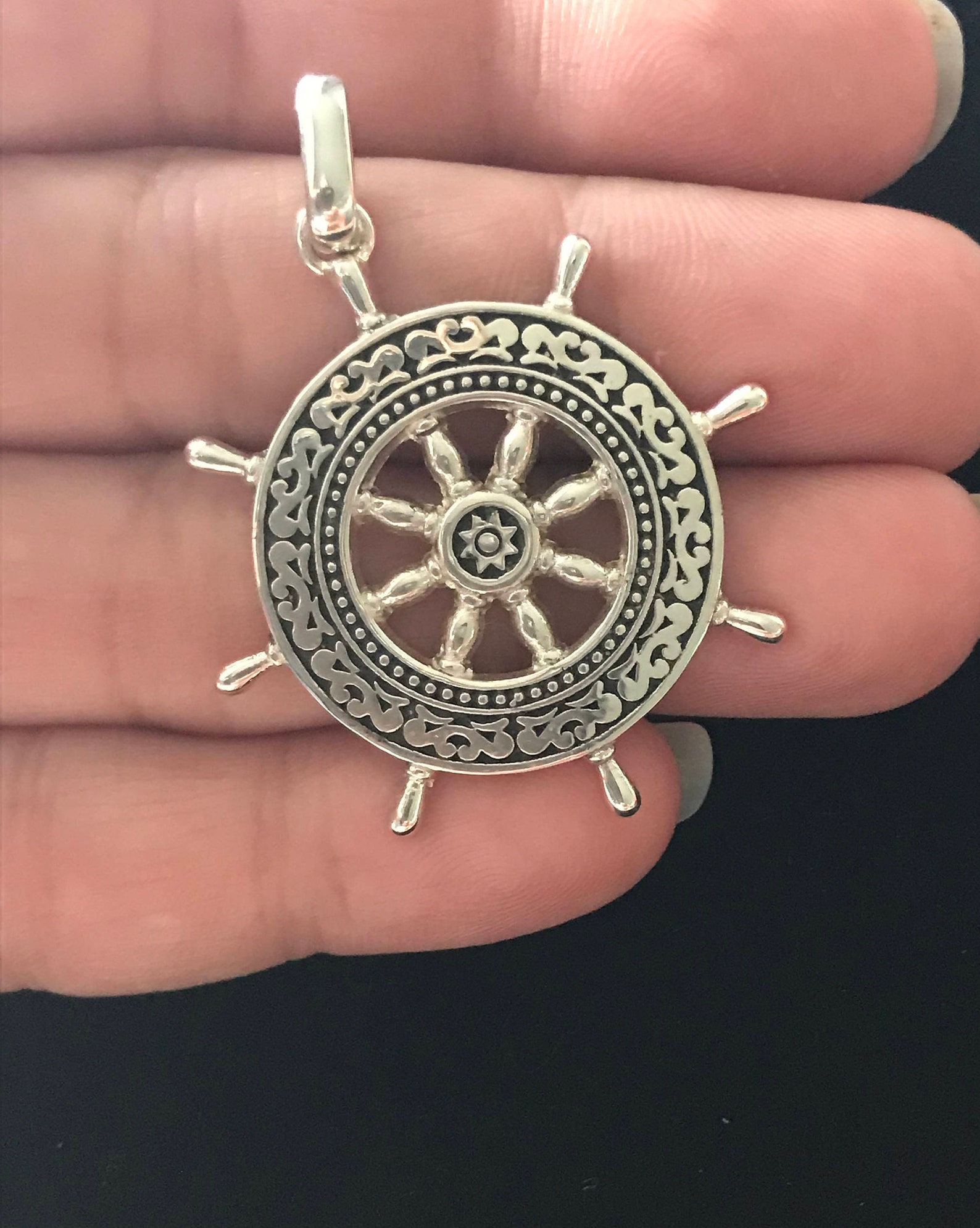 Silver Rudder Ships Boats Wheel Pendant -rudder Boat -ship Wheel ...