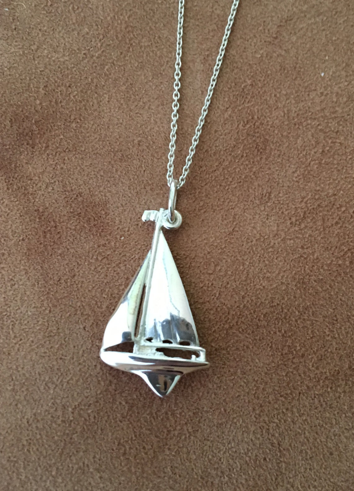 Silver Sail Boat Necklace- Nautical Pendant- Nautical Necklace- Ship ...