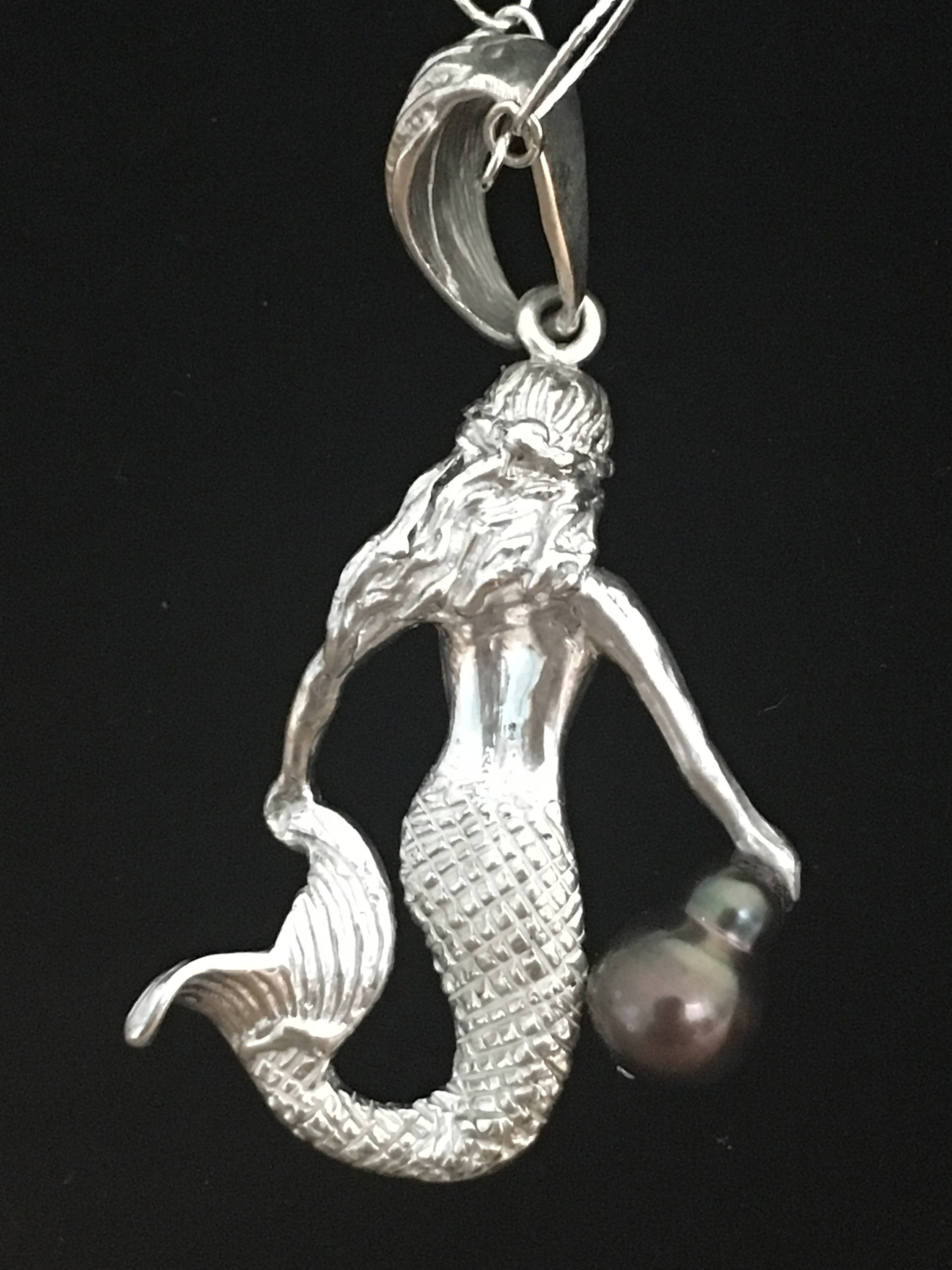 Mermaid Pendant Necklace - Mermaid With Freshwater Pearls Necklace - 3D ...