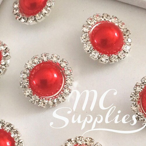 20MM Bling Round Decorative Flatback Crystal Pearl Buttons - Etsy