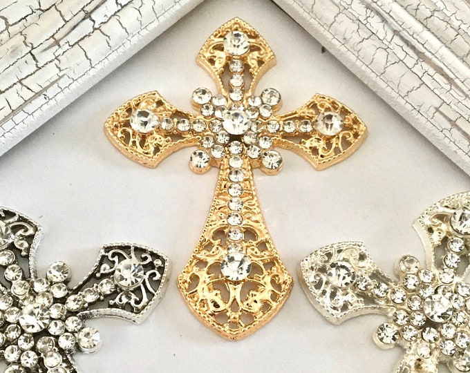 Metal Crosscross Rhinestoneschristening Rhinestonesmetal | Etsy