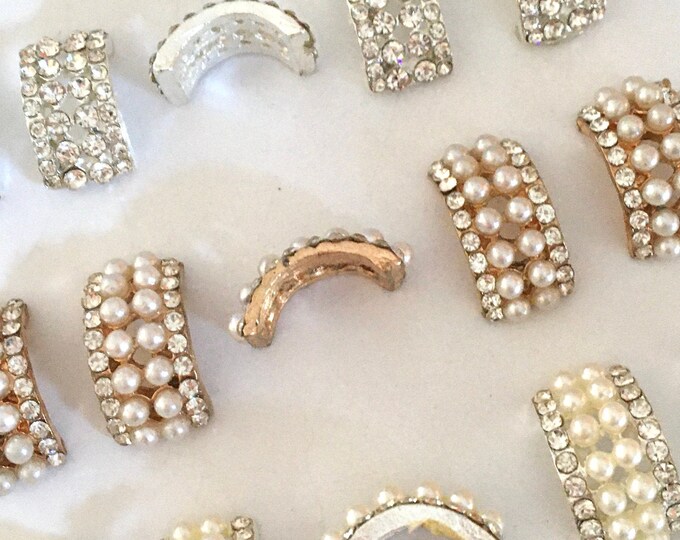 5 Pcs,pearl Rhinestones,half Round Rhinestone,metal Rhinestone ...