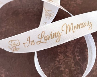In Loving Memory Ribbon Gold Script and Calla Lily for - Etsy