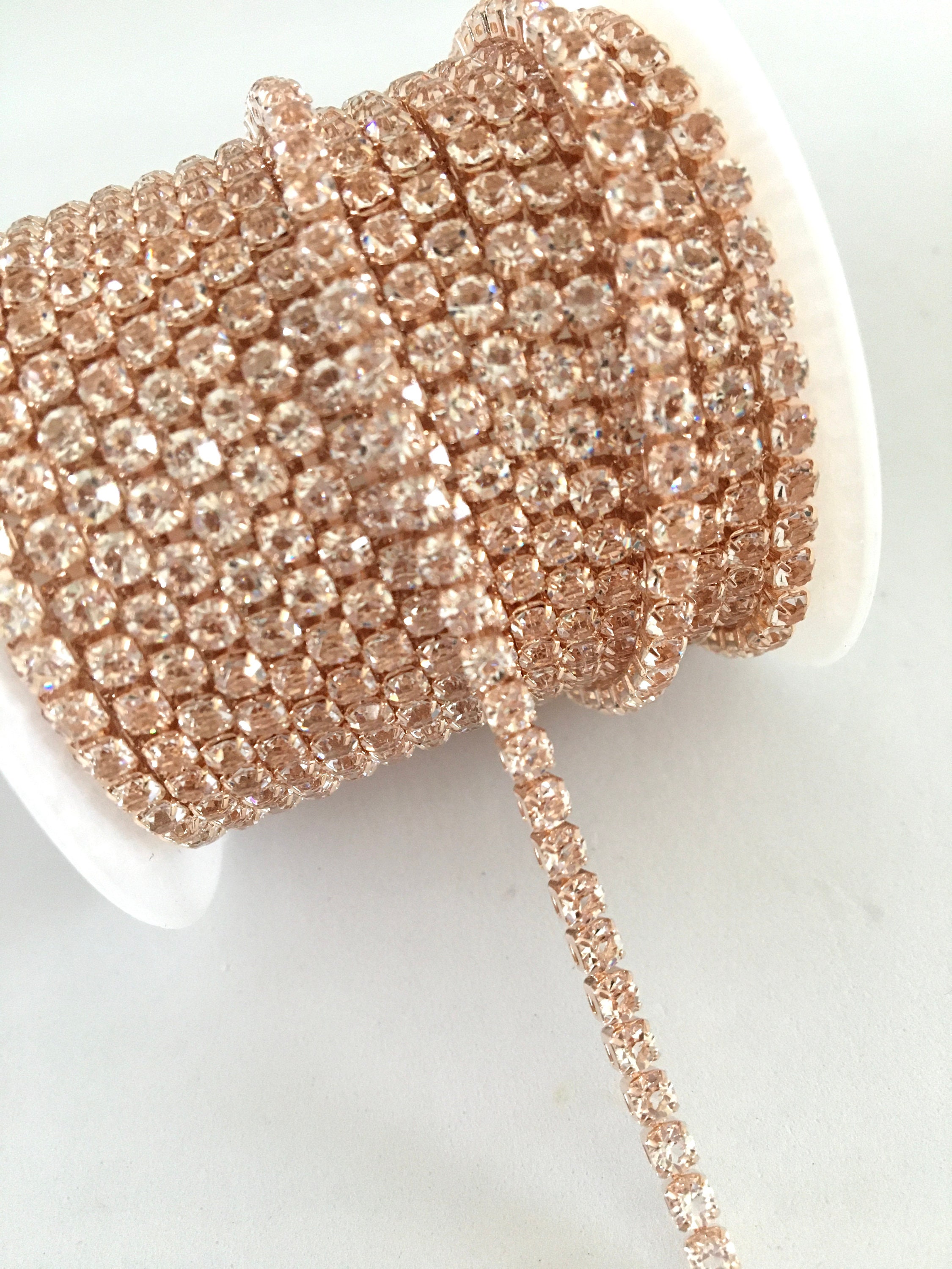 Rose Gold Chain,rhinestone Chain,rhinestone Trim,chain Rhinestones ...