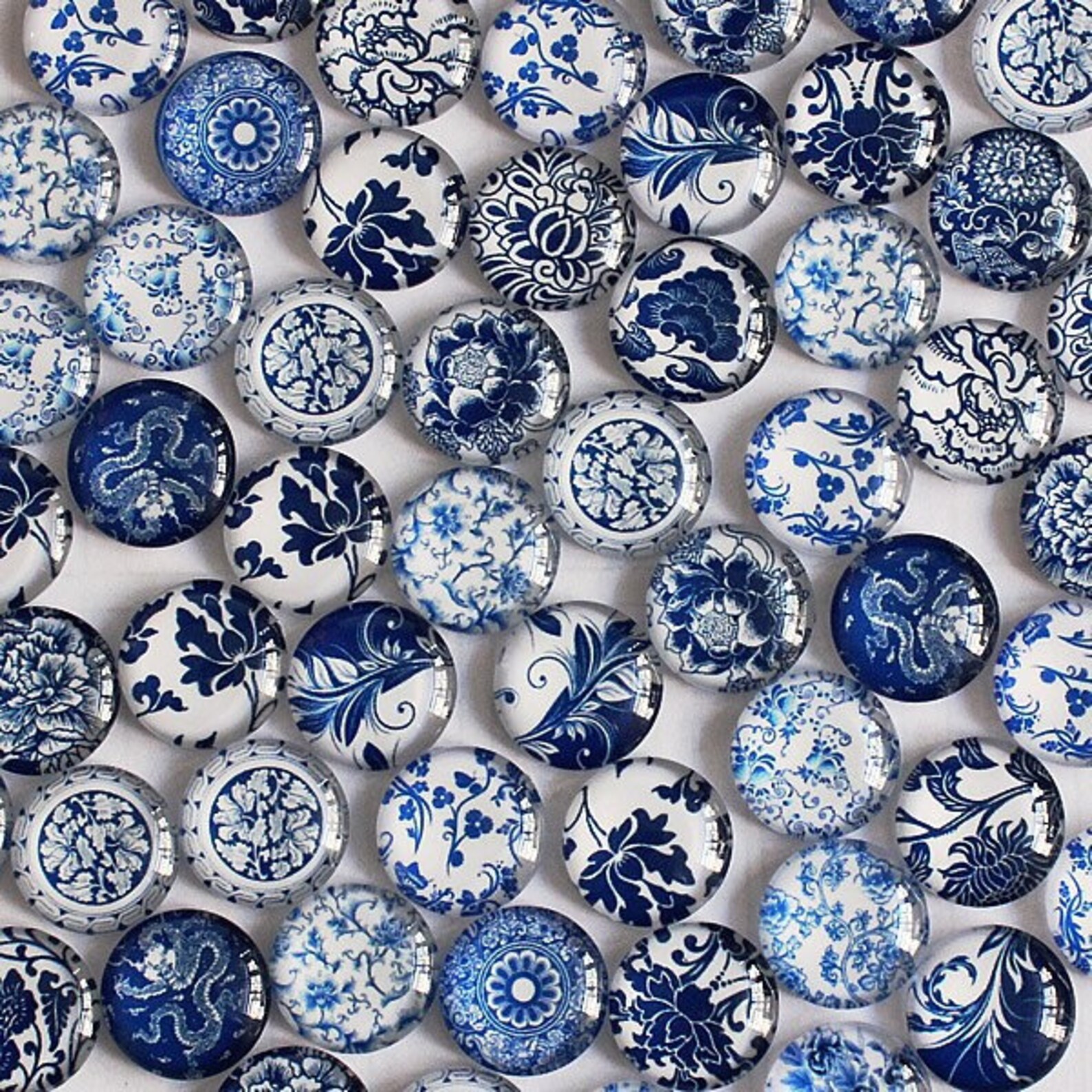 50 Pcs,blue Cabochons,blue Gemstone,glass Cabochon,half Round Cabochon ...