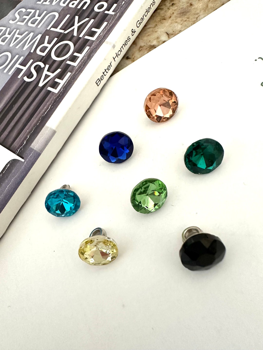 10 Pcs,crystal Buttons,round Buttons,colored Buttons,rhinestone Buttons ...