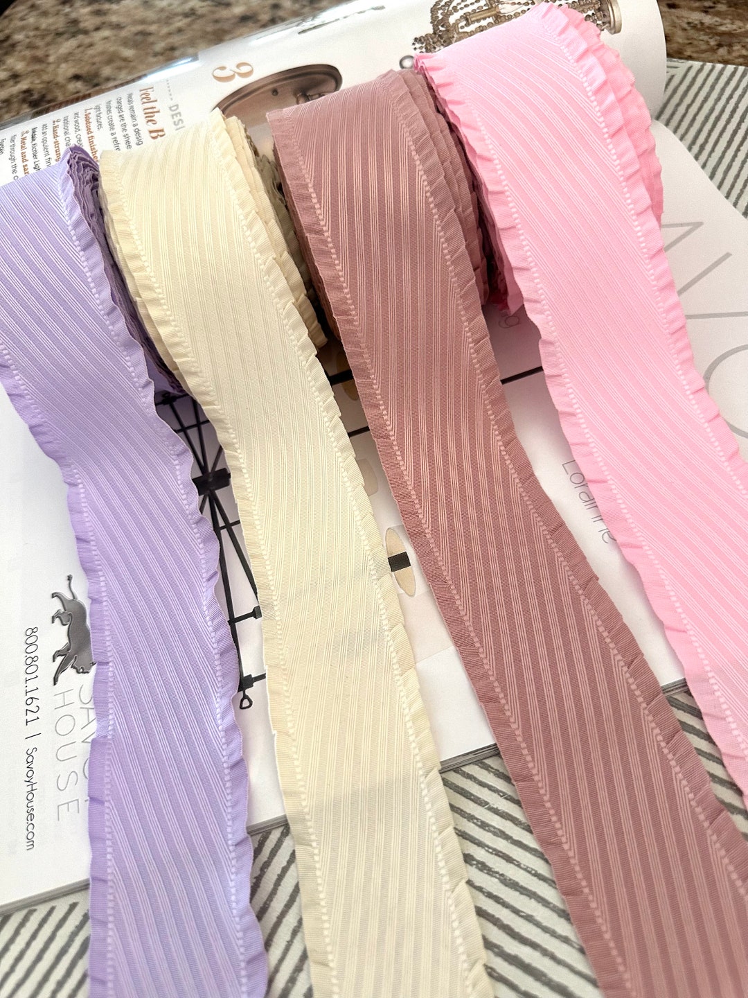 1-10 yds,Ruffled ribbon,fabric ribbon,striped ribbon,craft ribbon ...