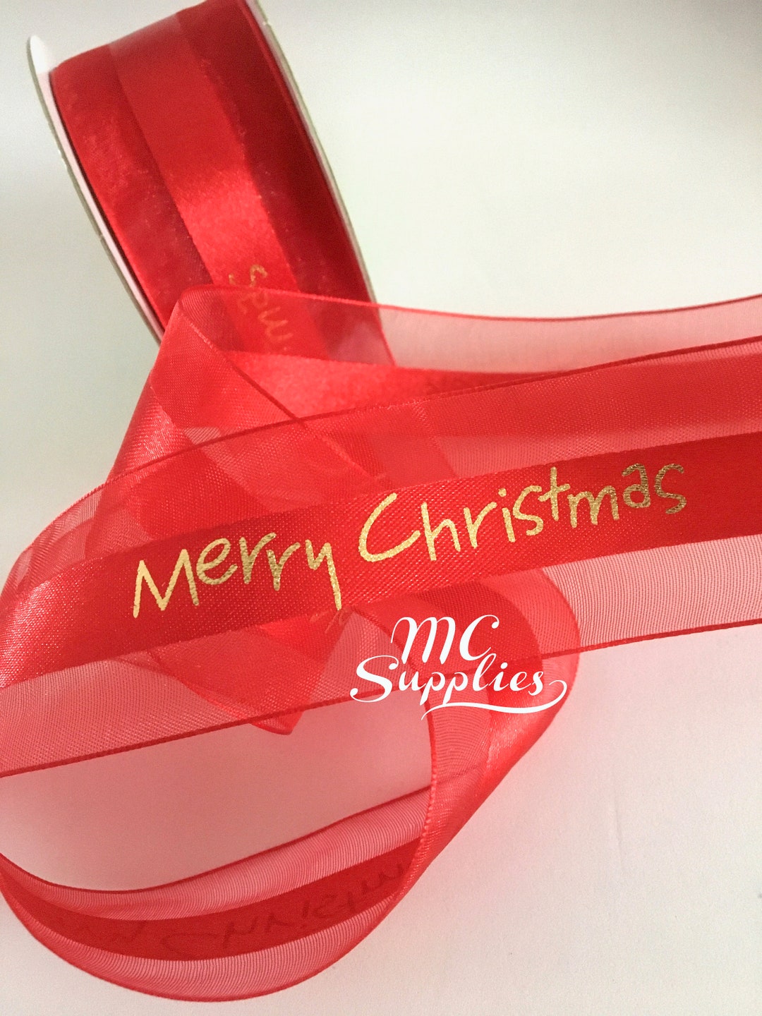 2-30 Yds,christmas Ribbon,merry Christmas Ribbon,holiday Ribbon,organza ...