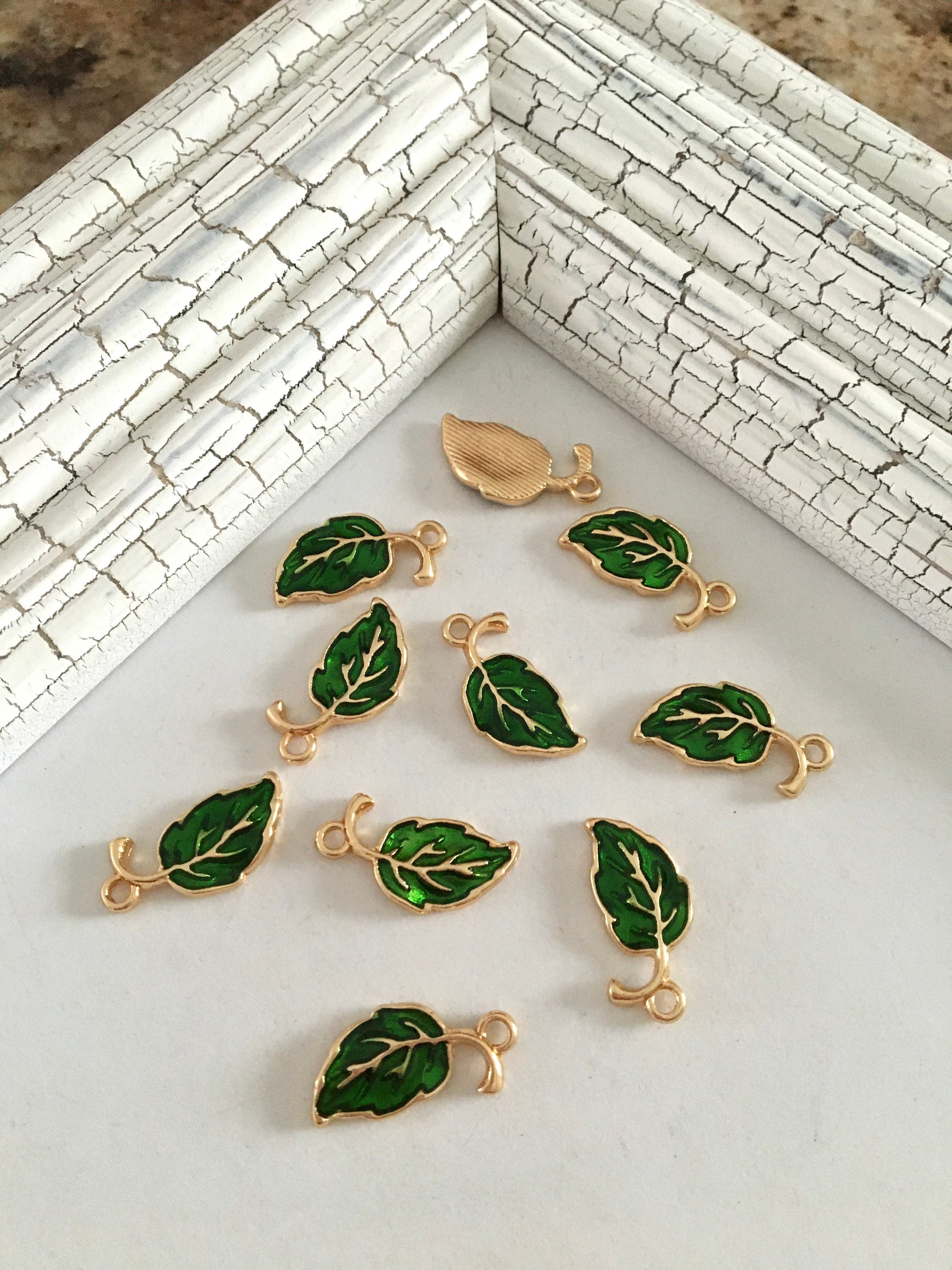 10 Pcs,metal Leaves,craft Leaves,green Metal Leaves,metal Findings ...
