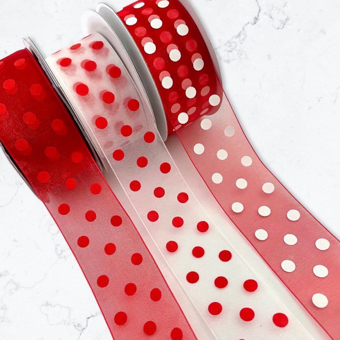 2-25 Yds,red Ribbon,organza Ribbon,polka Dot Ribbon,ribbon for Bows ...