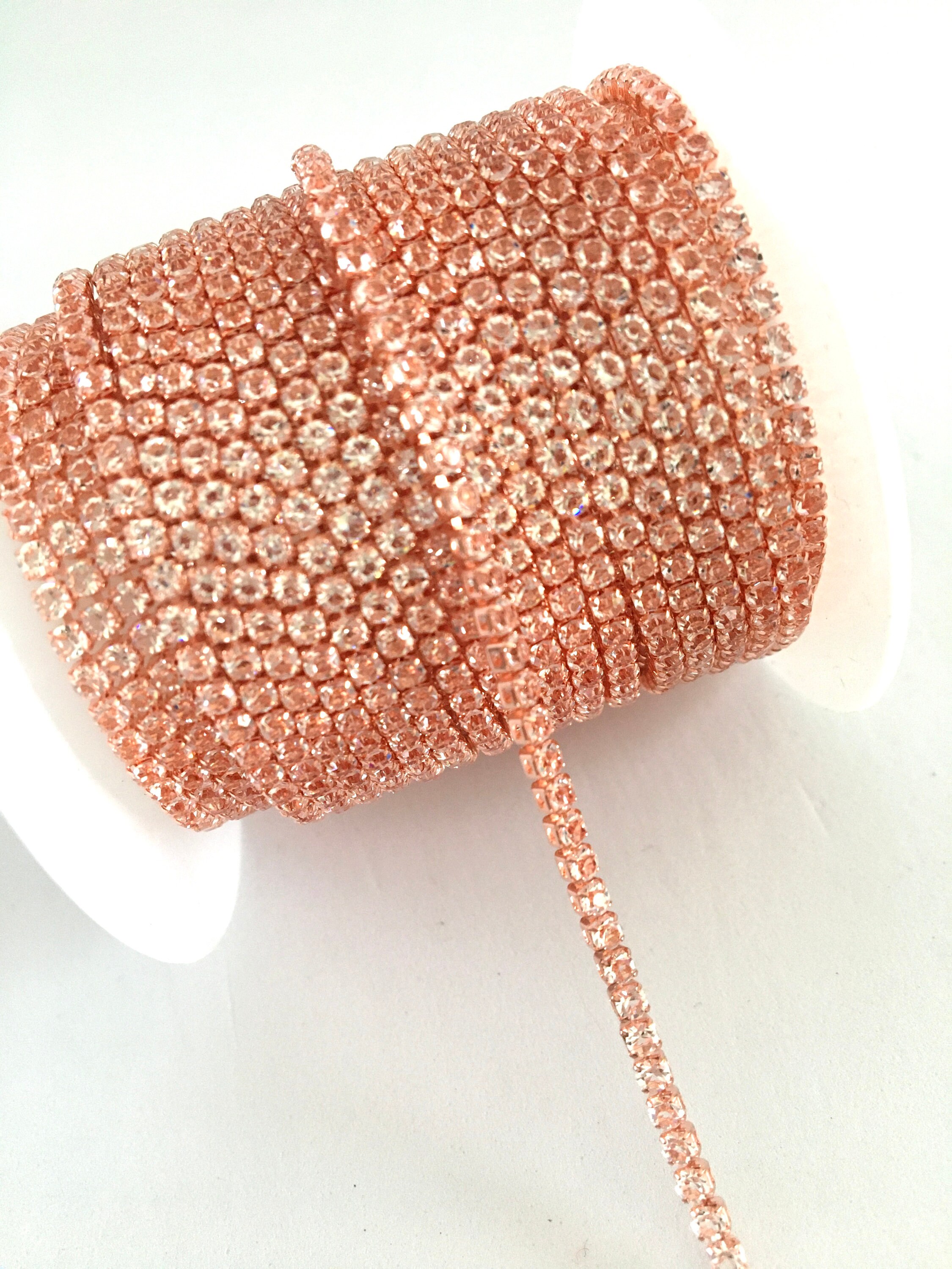 Rose Gold Chainrhinestone Chainrhinestone Trimchain - Etsy