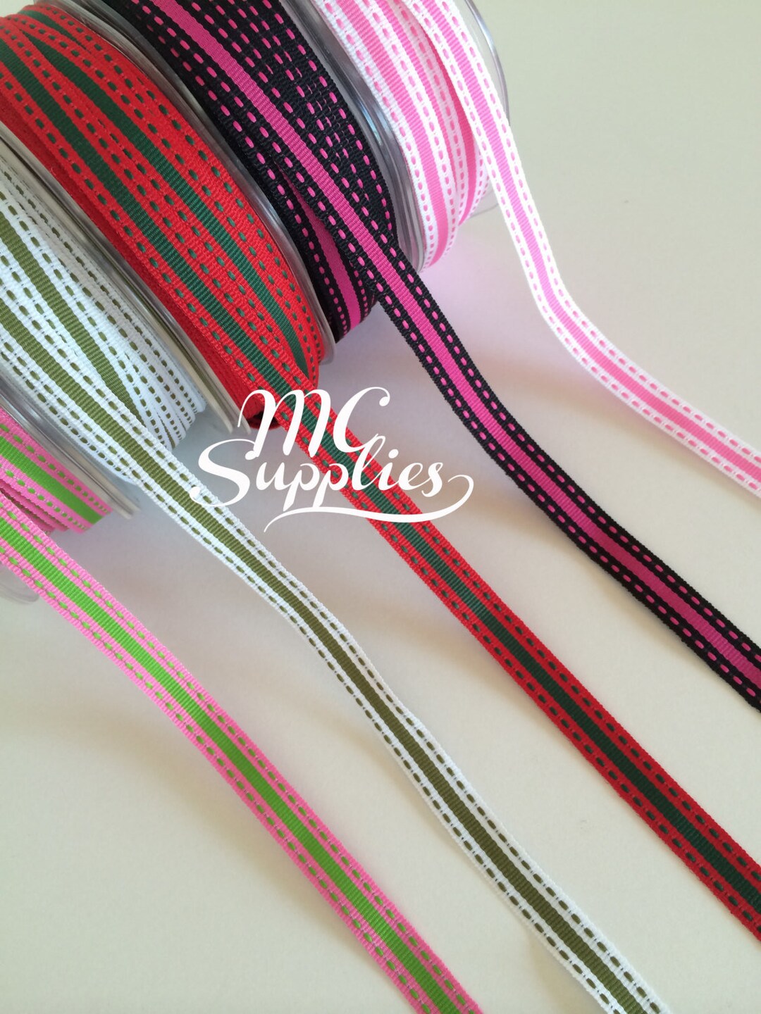 5 Yds,grosgrain Ribbon,striped Ribbon,stitched Ribbon,ribbon by the ...