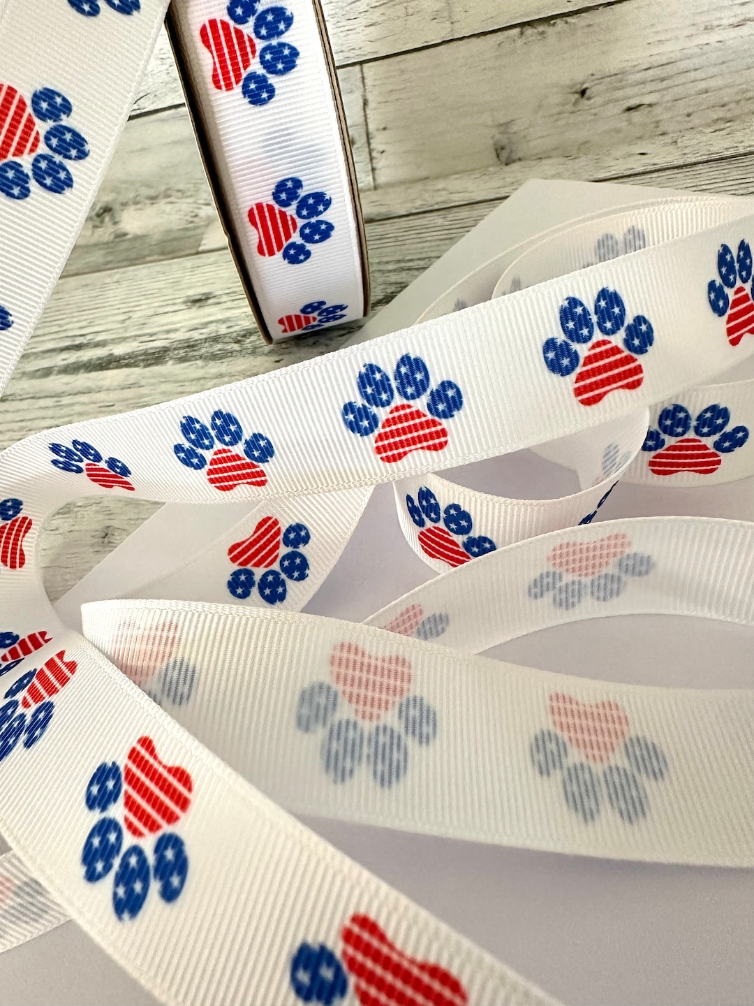 1-10 Yds, Dog Paw Ribbon,independence Day Ribbon,4th of July Ribbon ...
