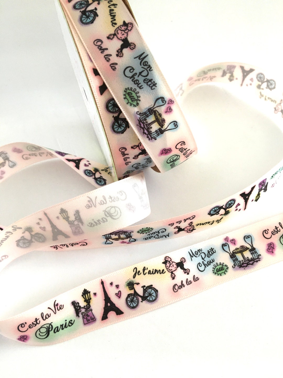 1-10 Yds,paris Ribbon,eiffel Tower Ribbon,bicycle Ribbon,satin Ribbon ...