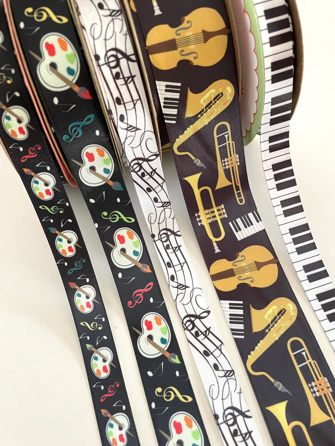 1-10 Yds,music Ribbon,music Notes Ribbon,piano Ribbon,palette Ribbon ...