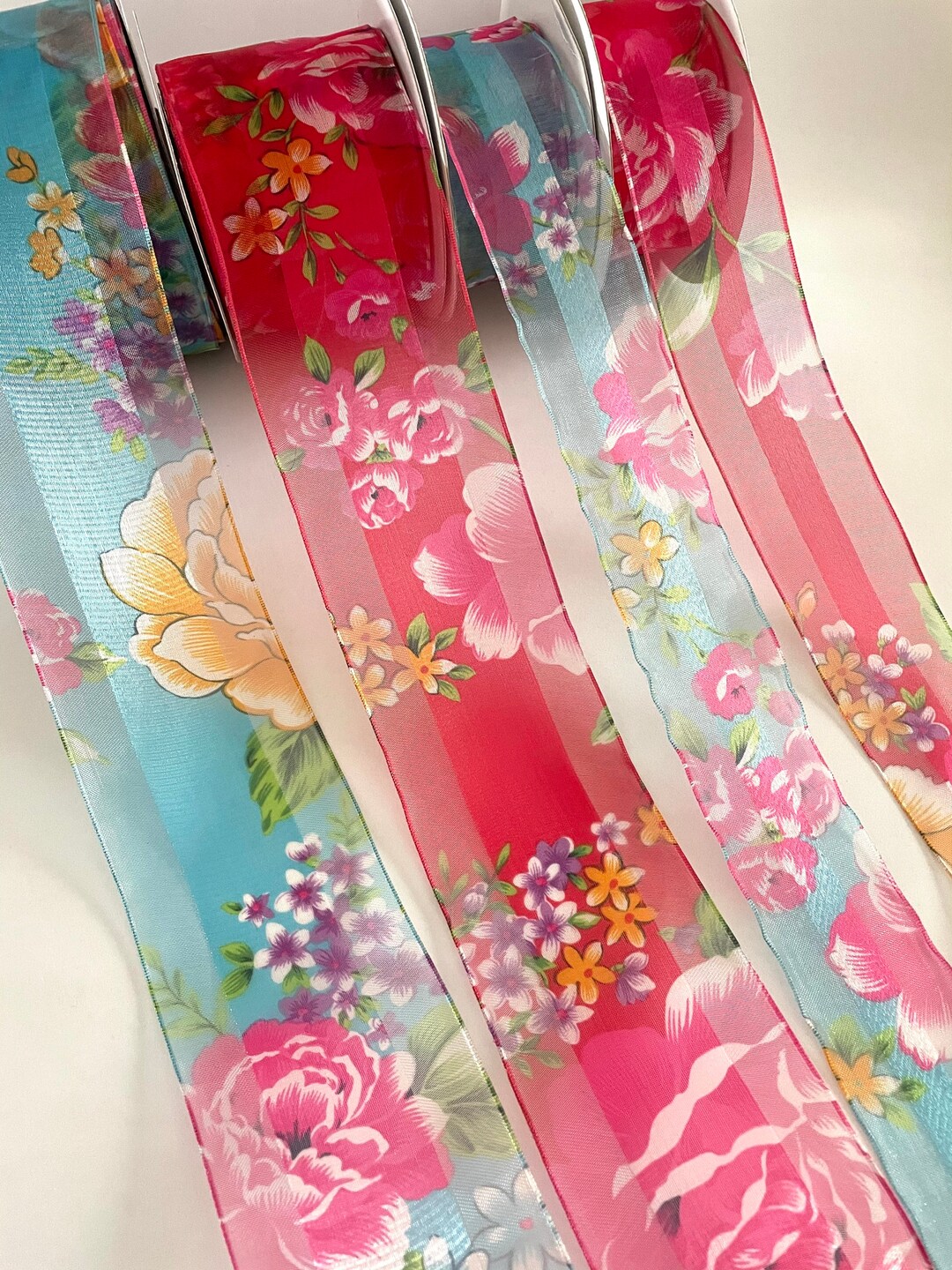 2-25 Yds,organza Ribbon,floral Ribbon,fabric Ribbon,ribbon by the Yard ...