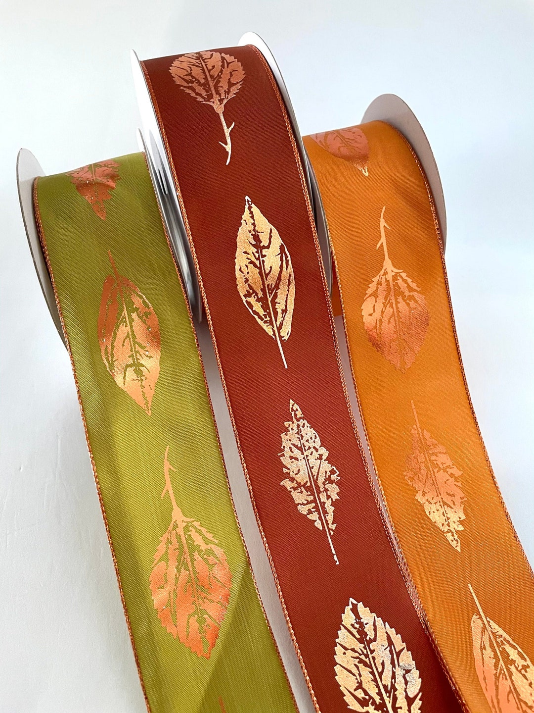 2-10 Yds,leaves Ribbon,copper Ribbon,gold Leaves Ribbon,wired Ribbon ...