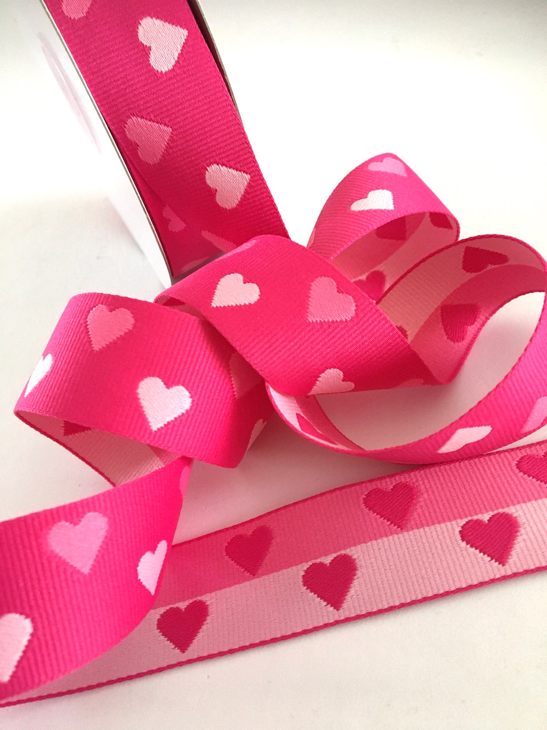 Valentine's Day Ribbon,hearts Ribbon,pink Ribbon,reversible Ribbon ...