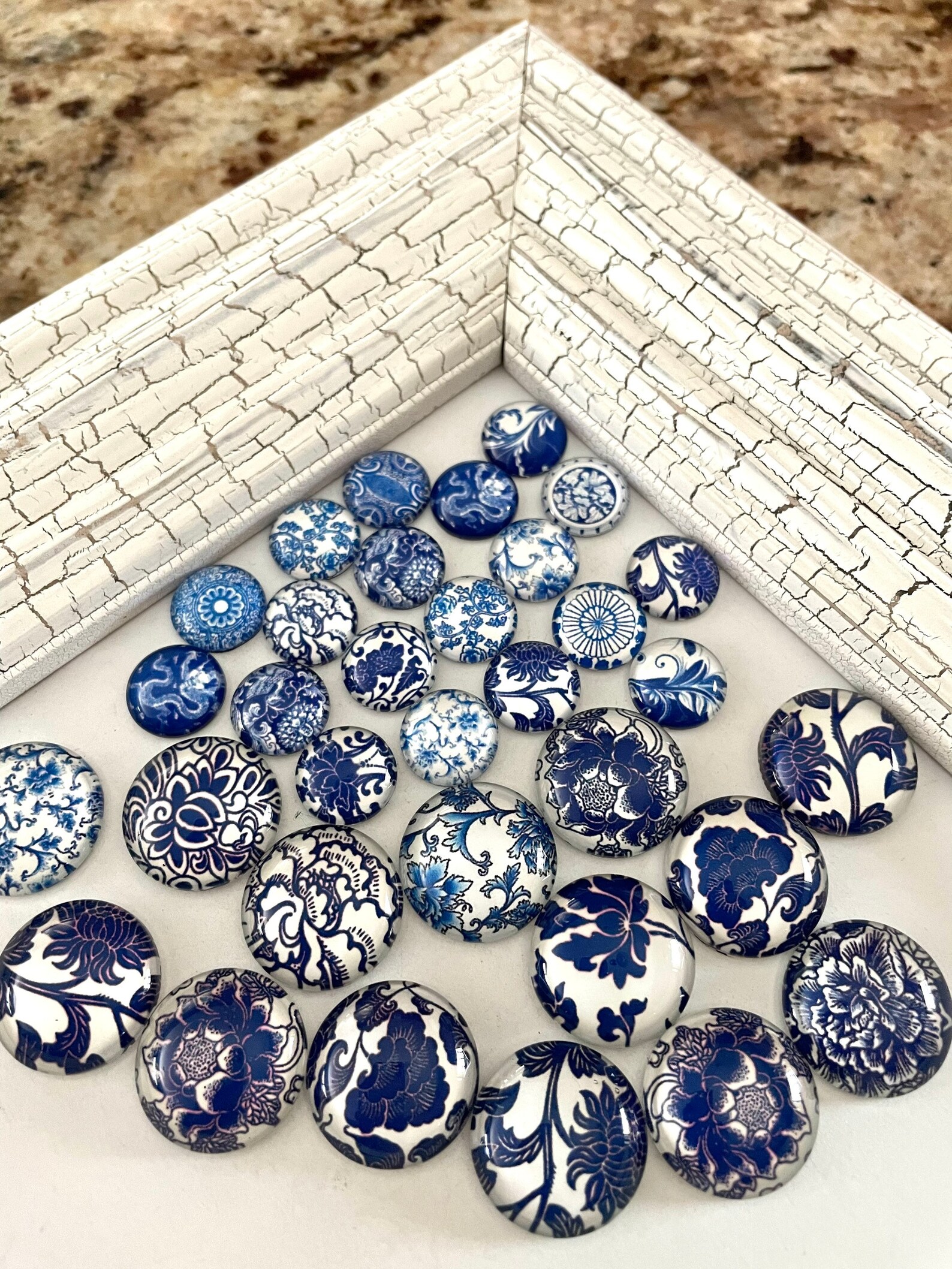 50 Pcs,blue Cabochons,blue Gemstone,glass Cabochon,half Round Cabochon ...