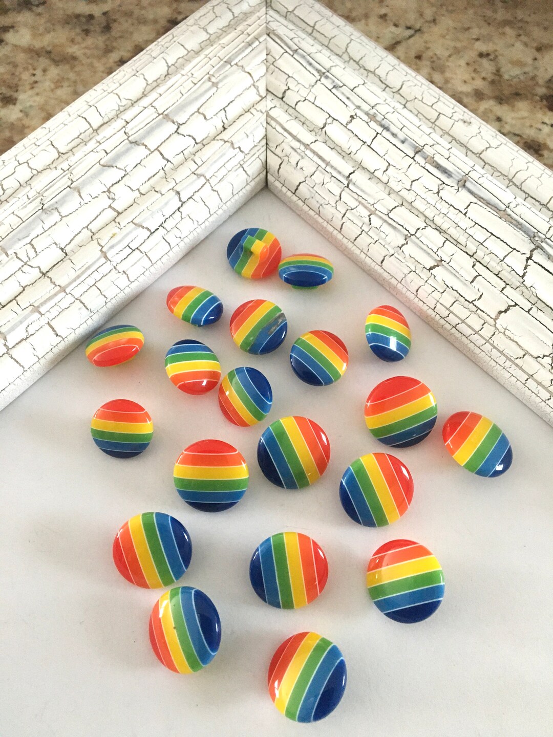 10 Pcs,rainbow Buttons,resin Button,colorful Buttons,rhinestone Center ...