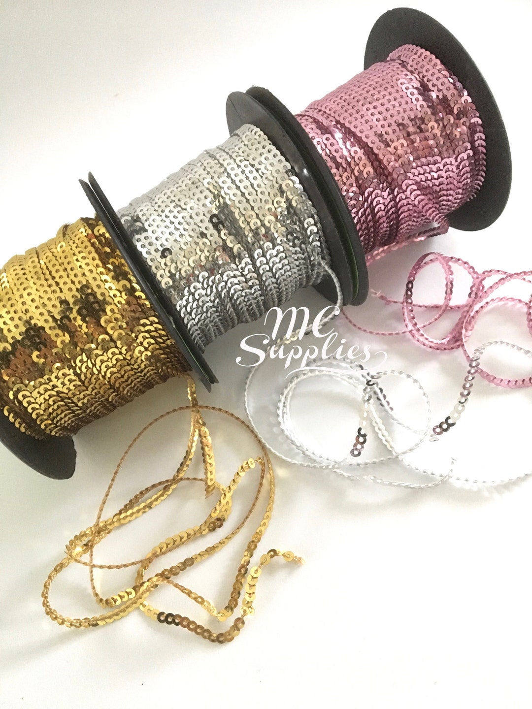 3-50 Yds,sequins Chain,sequin String,faceted Sequin Trim,round Sequin ...